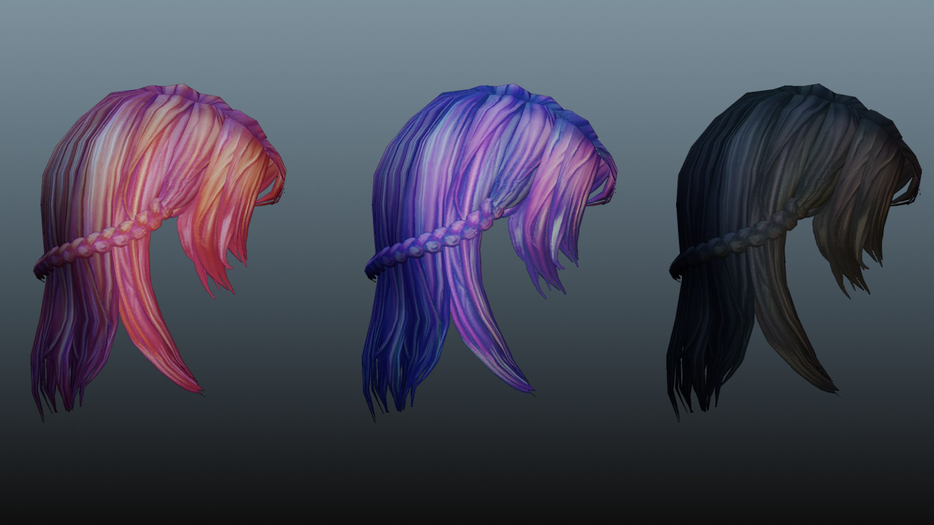 Female Hair Low Poly 3 Color Model - TurboSquid 2082919