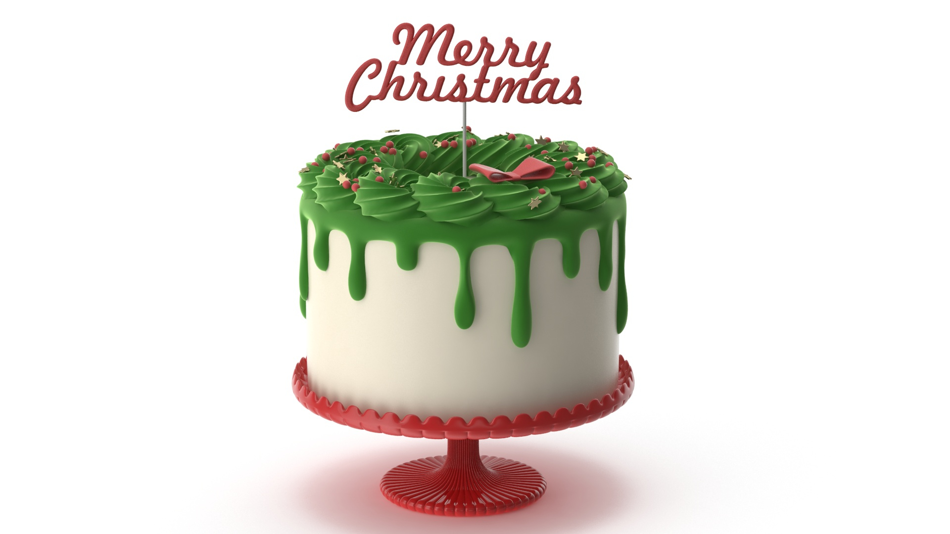 Merry Christmas Cake With Topper Merry Christmas 3D Model - TurboSquid ...