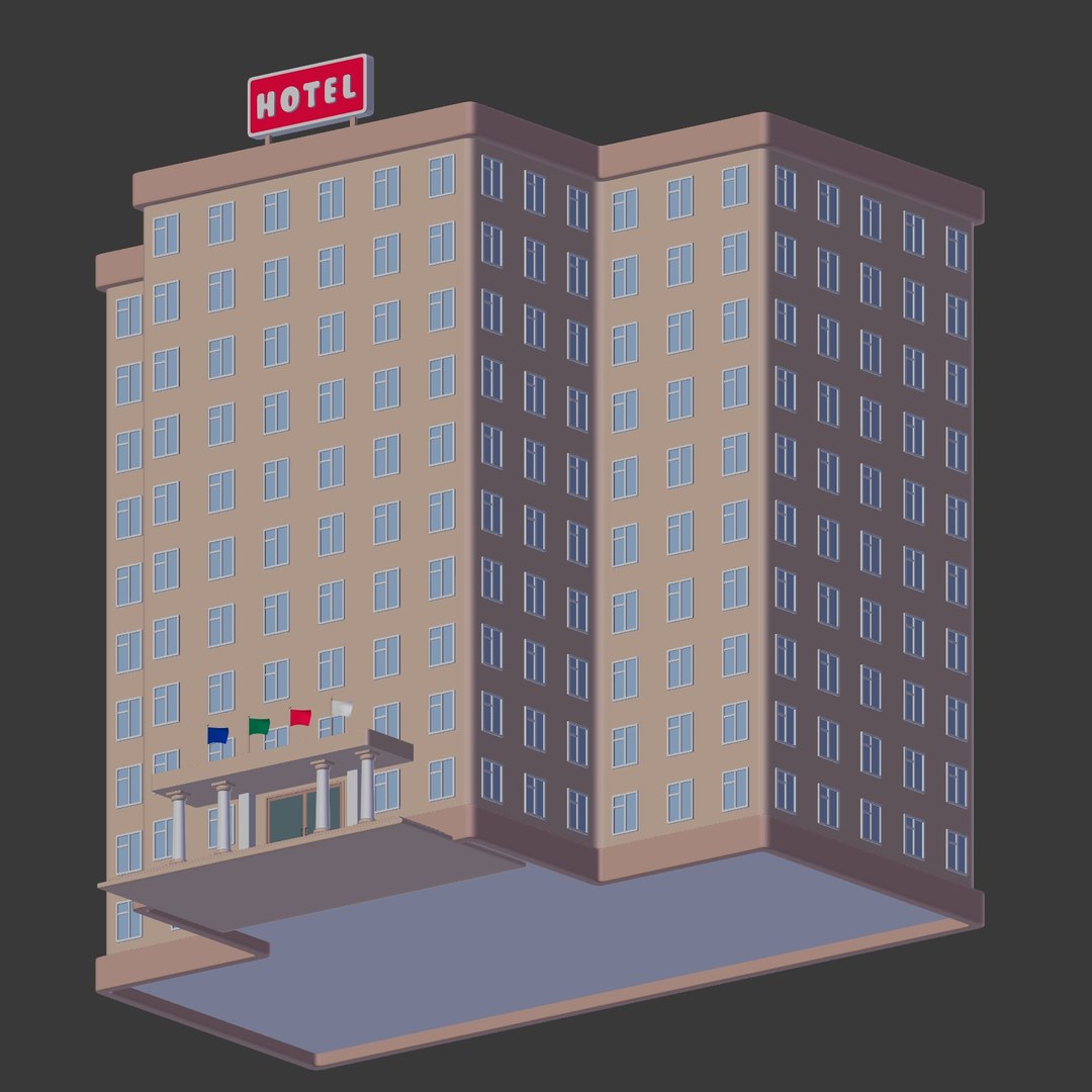 Cartoon Hotel Model - TurboSquid 1417517