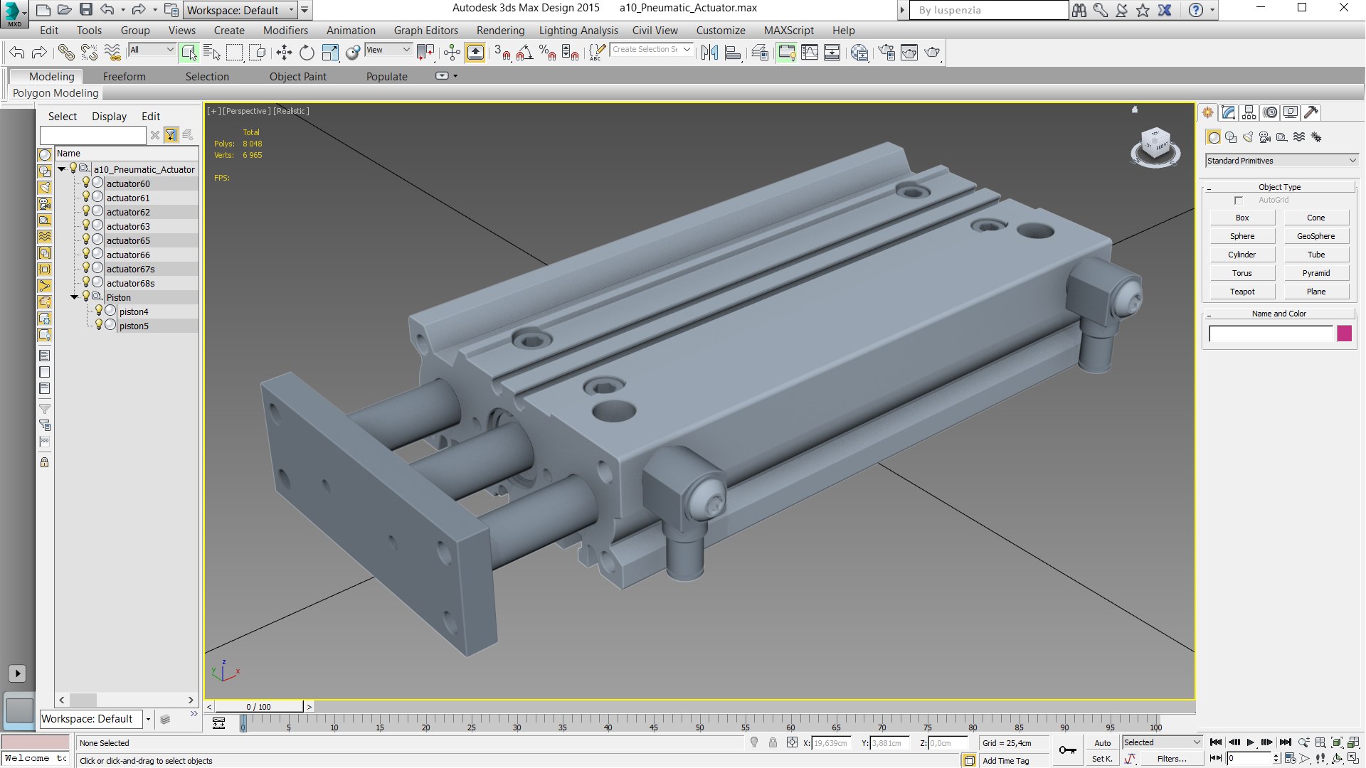 Pneumatic Actuator Or Electric Cylinder 3D Model - TurboSquid 2227911
