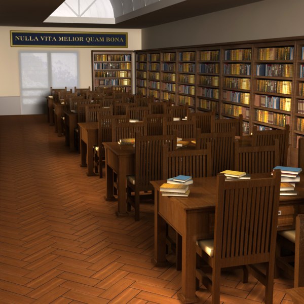 reading room library interior 3ds
