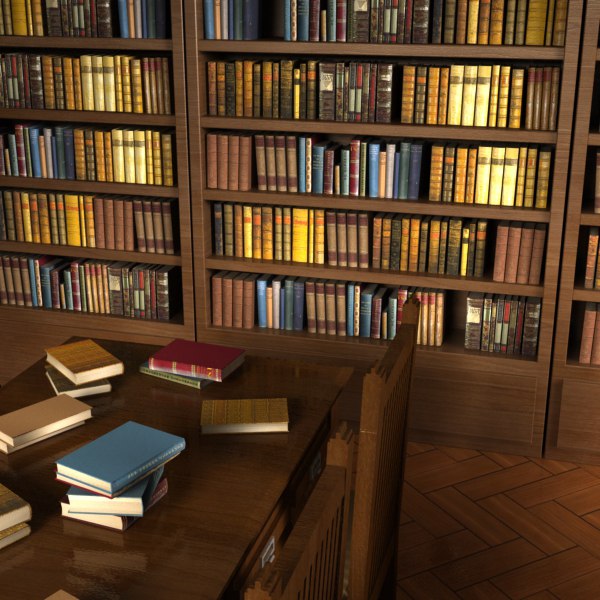 reading room library interior 3ds