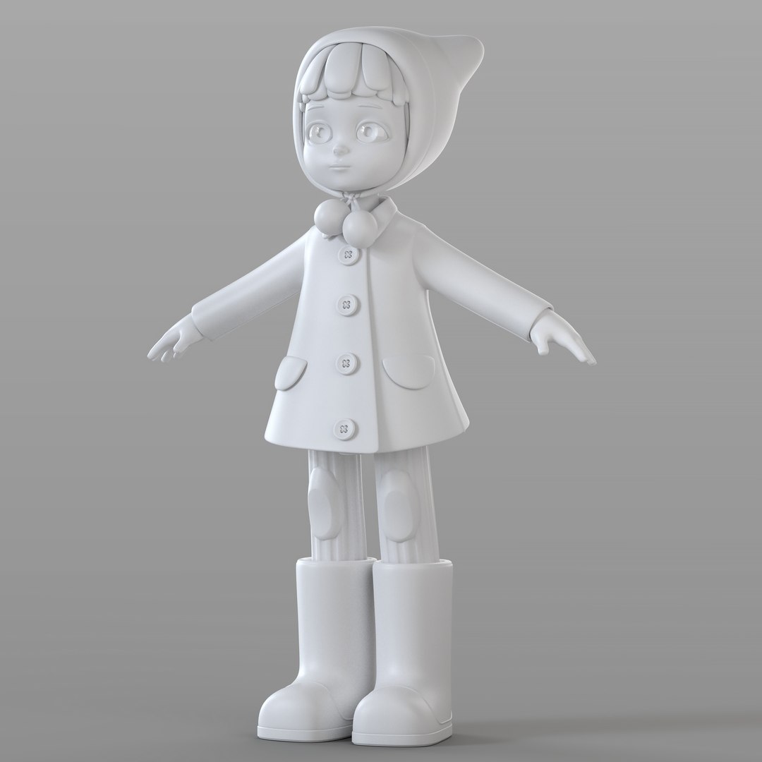 3D Model Cartoon Girl Winter - TurboSquid 1667127