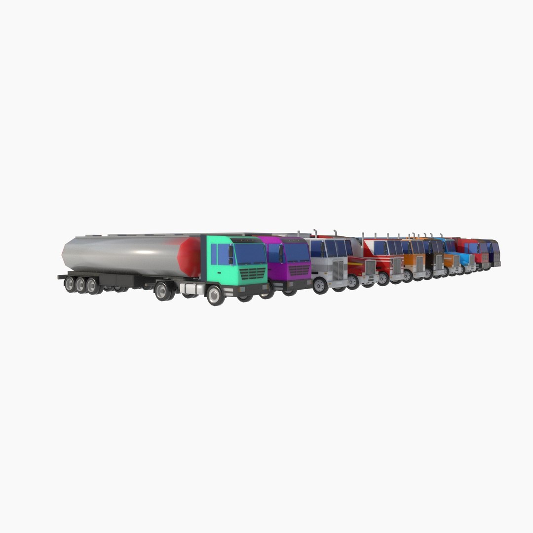 Set Of Trucks And Trailers 3D Model - TurboSquid 2162383