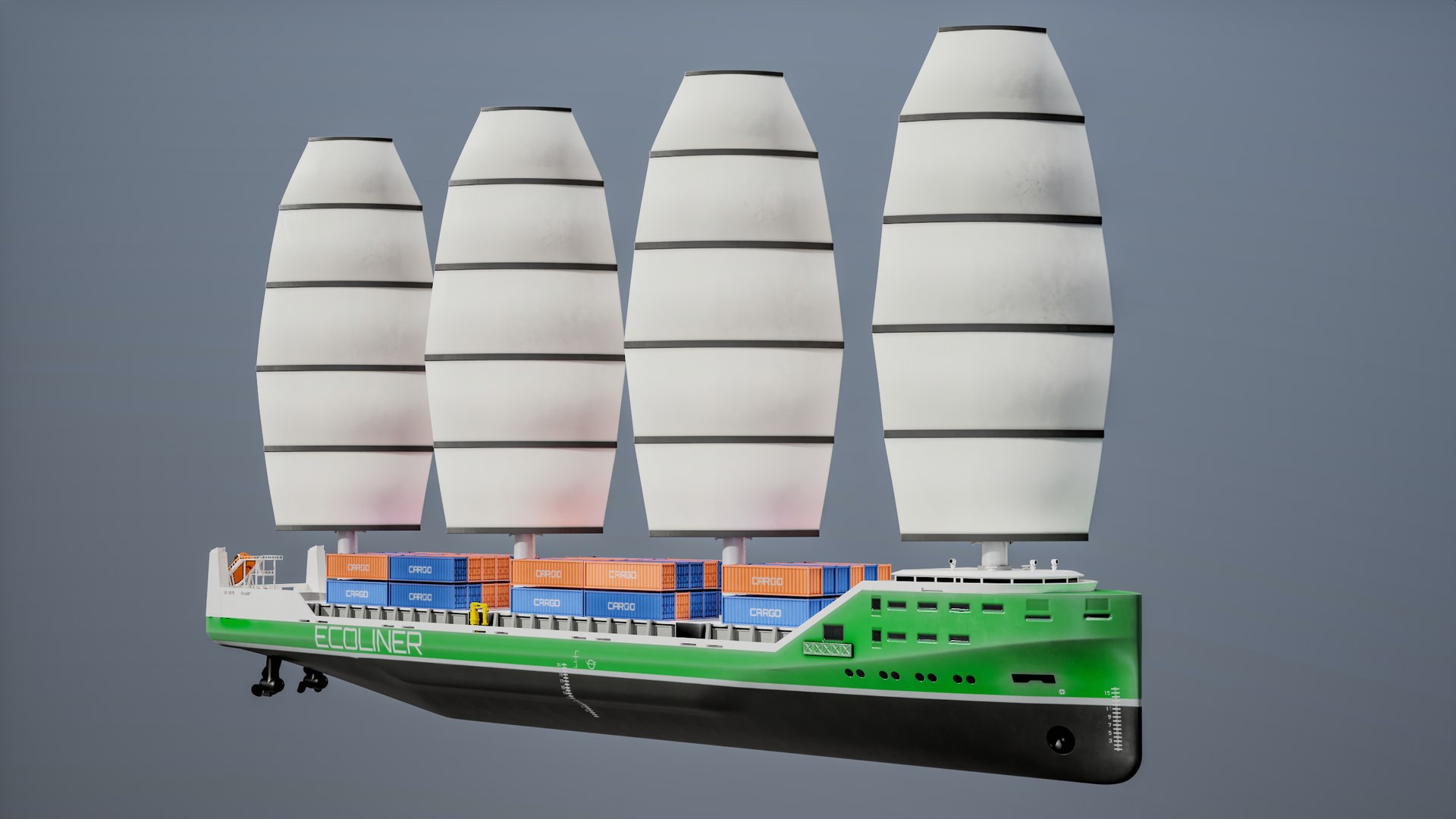3D Model Ecoliner Futuristic Container Ship Green PBR - TurboSquid 2079320