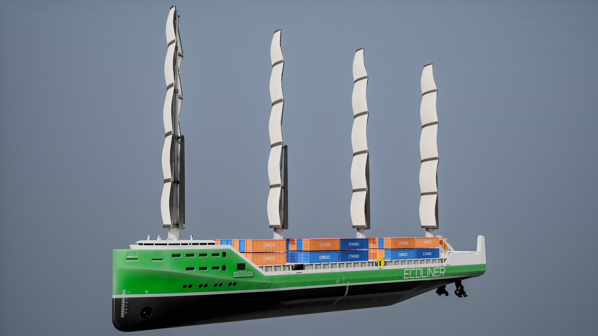 3D model Ecoliner Futuristic Container Ship Green PBR - TurboSquid 2079320