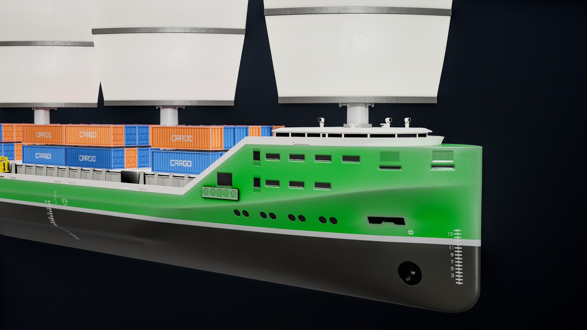 3D model Ecoliner Futuristic Container Ship Green PBR - TurboSquid 2079320