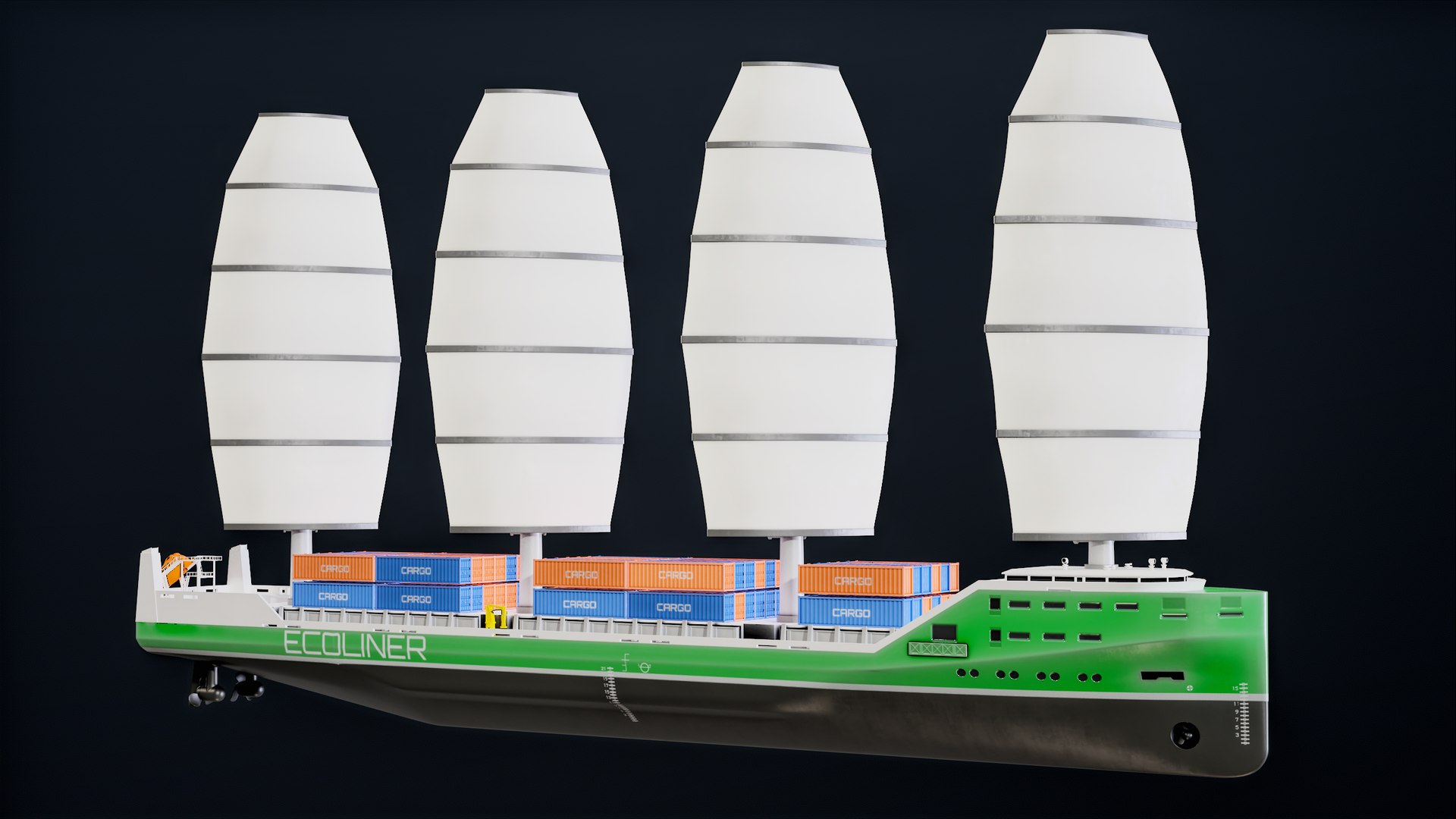 3D model Ecoliner Futuristic Container Ship Green PBR - TurboSquid 2079320