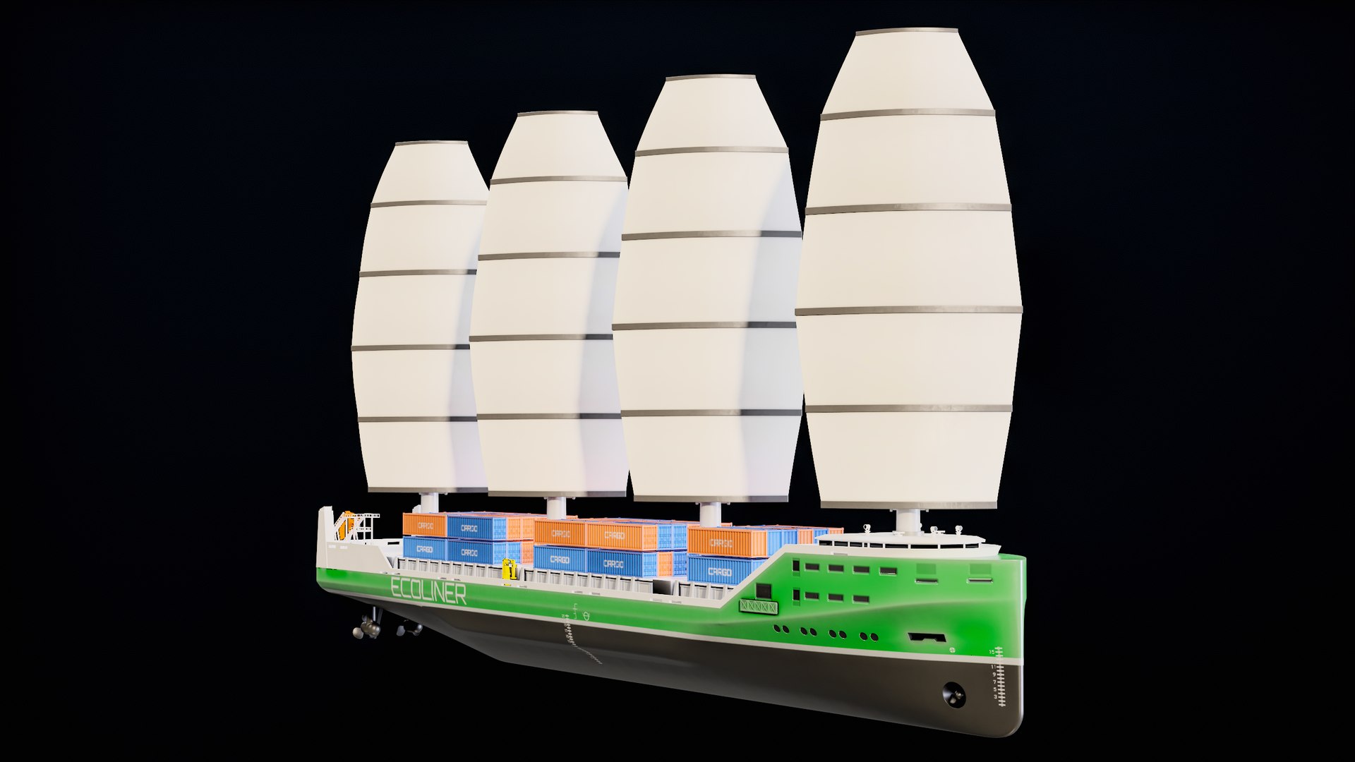 3D model Ecoliner Futuristic Container Ship Green PBR - TurboSquid 2079320