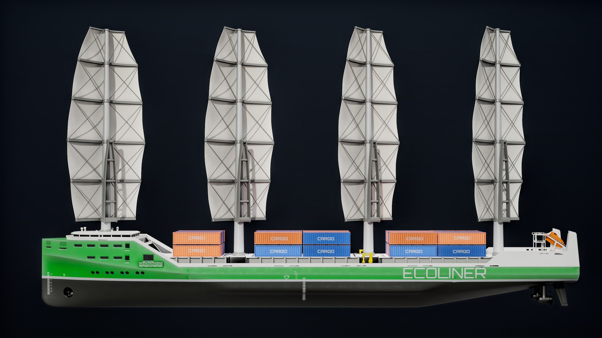 3D model Ecoliner Futuristic Container Ship Green PBR - TurboSquid 2079320