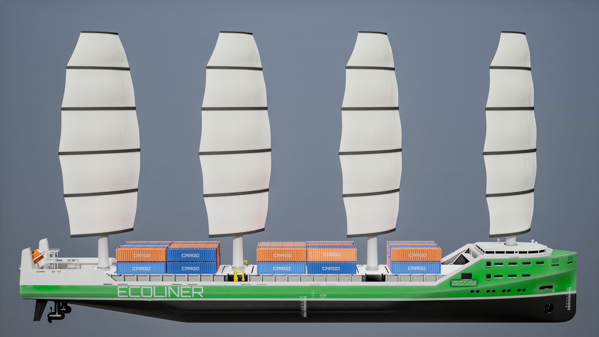 3D Model Ecoliner Futuristic Container Ship Green PBR - TurboSquid 2079320