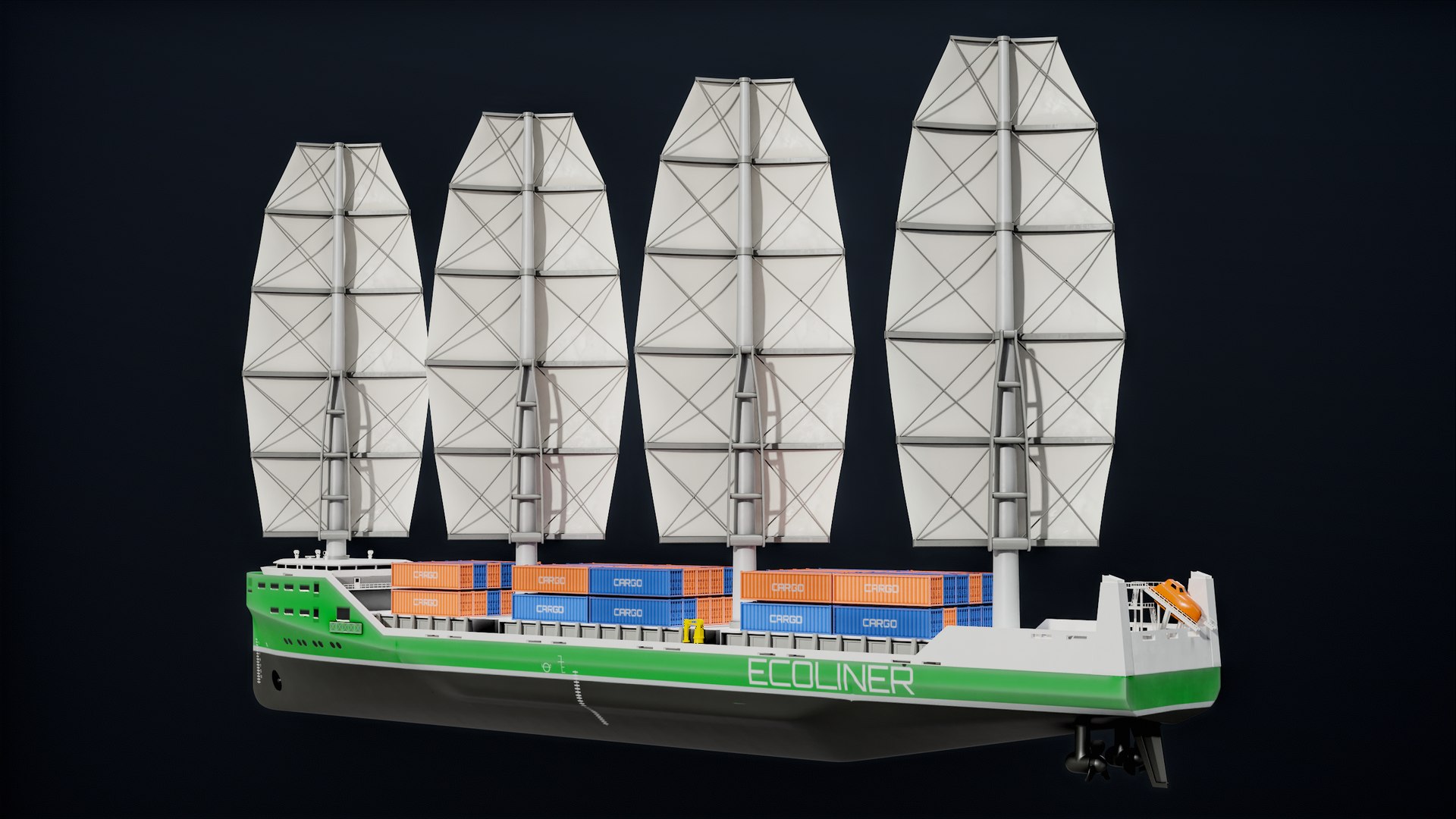 3D model Ecoliner Futuristic Container Ship Green PBR - TurboSquid 2079320