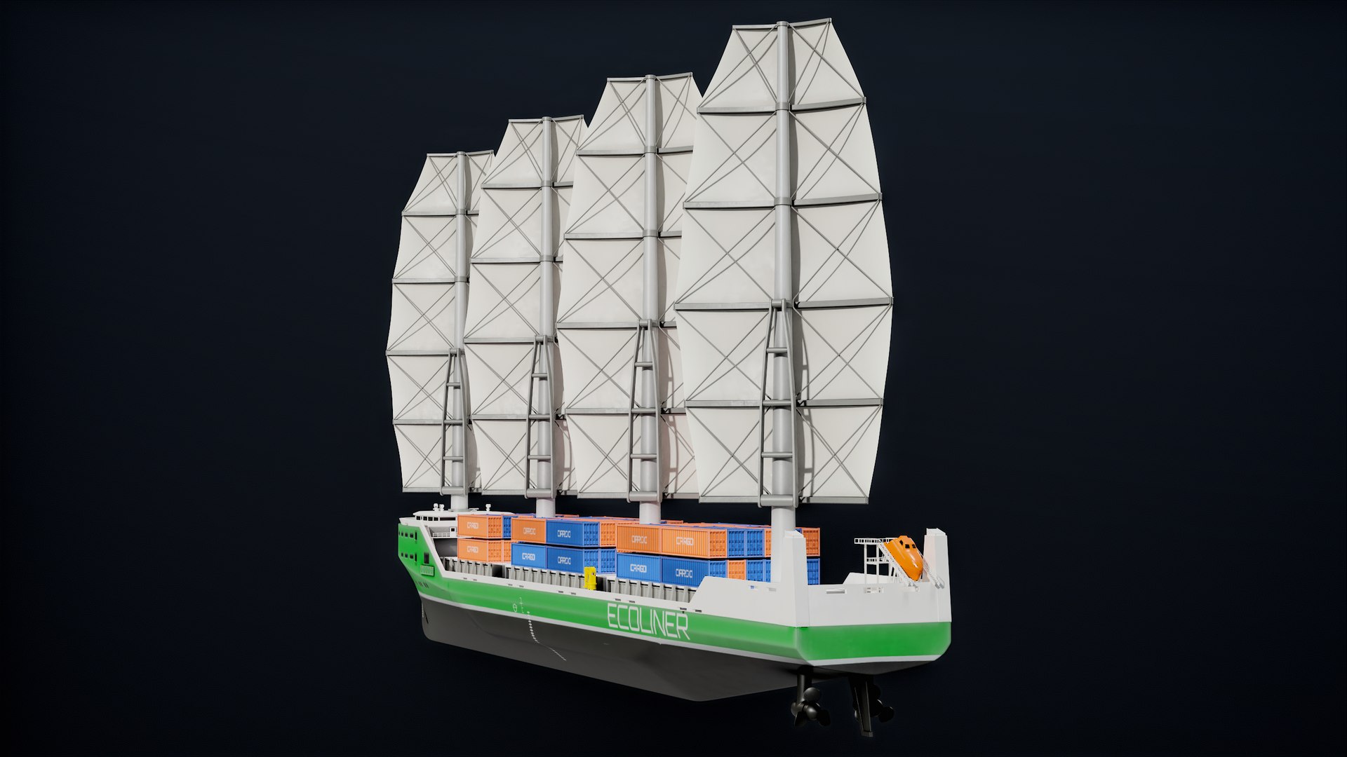 3D model Ecoliner Futuristic Container Ship Green PBR - TurboSquid 2079320