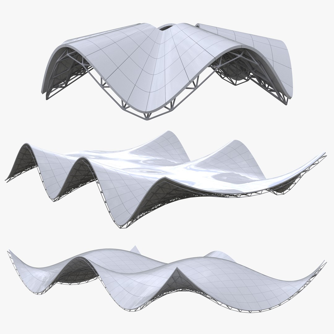 Wavy Futuristic Space Truss Pavilions Bundle 3D Model - TurboSquid 2422652