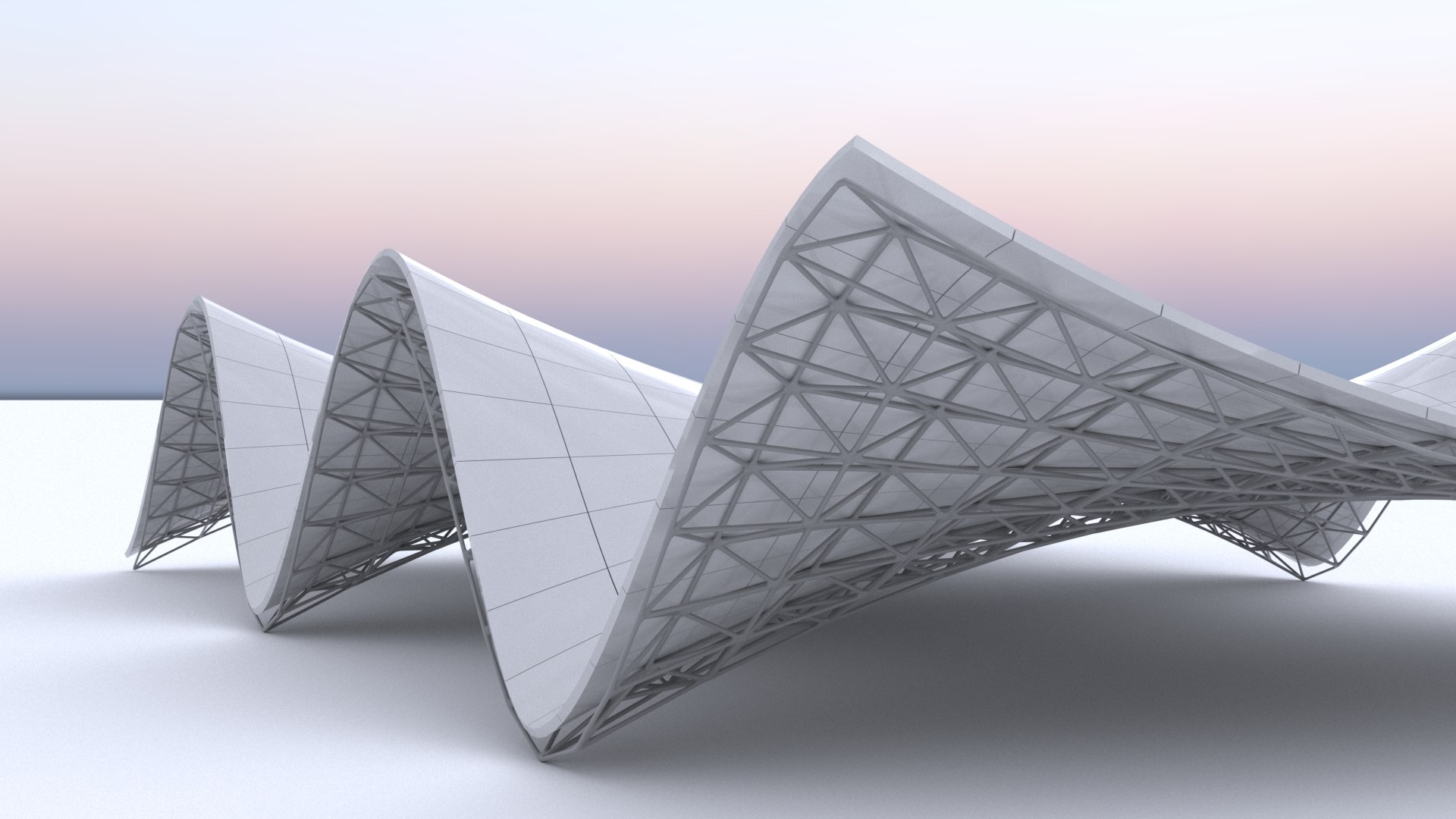Wavy Futuristic Space Truss Pavilions Bundle 3D Model - TurboSquid 2422652