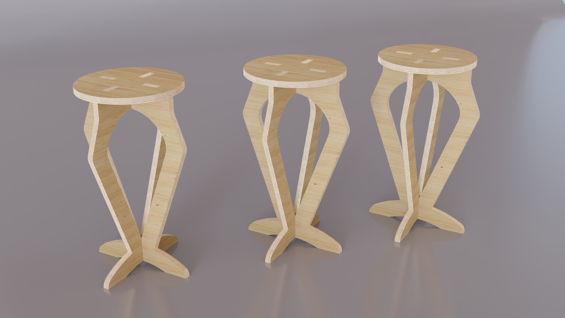 3D model Pine Stool - TurboSquid 1985201
