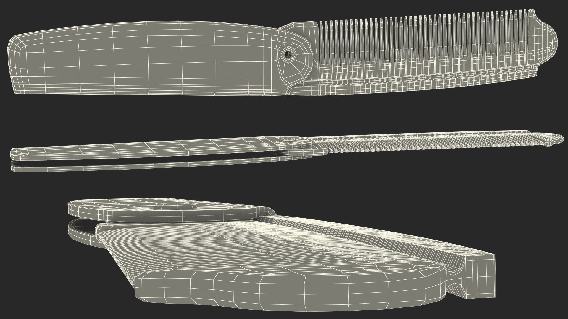 Folding pocket comb black 3D model - TurboSquid 1623333