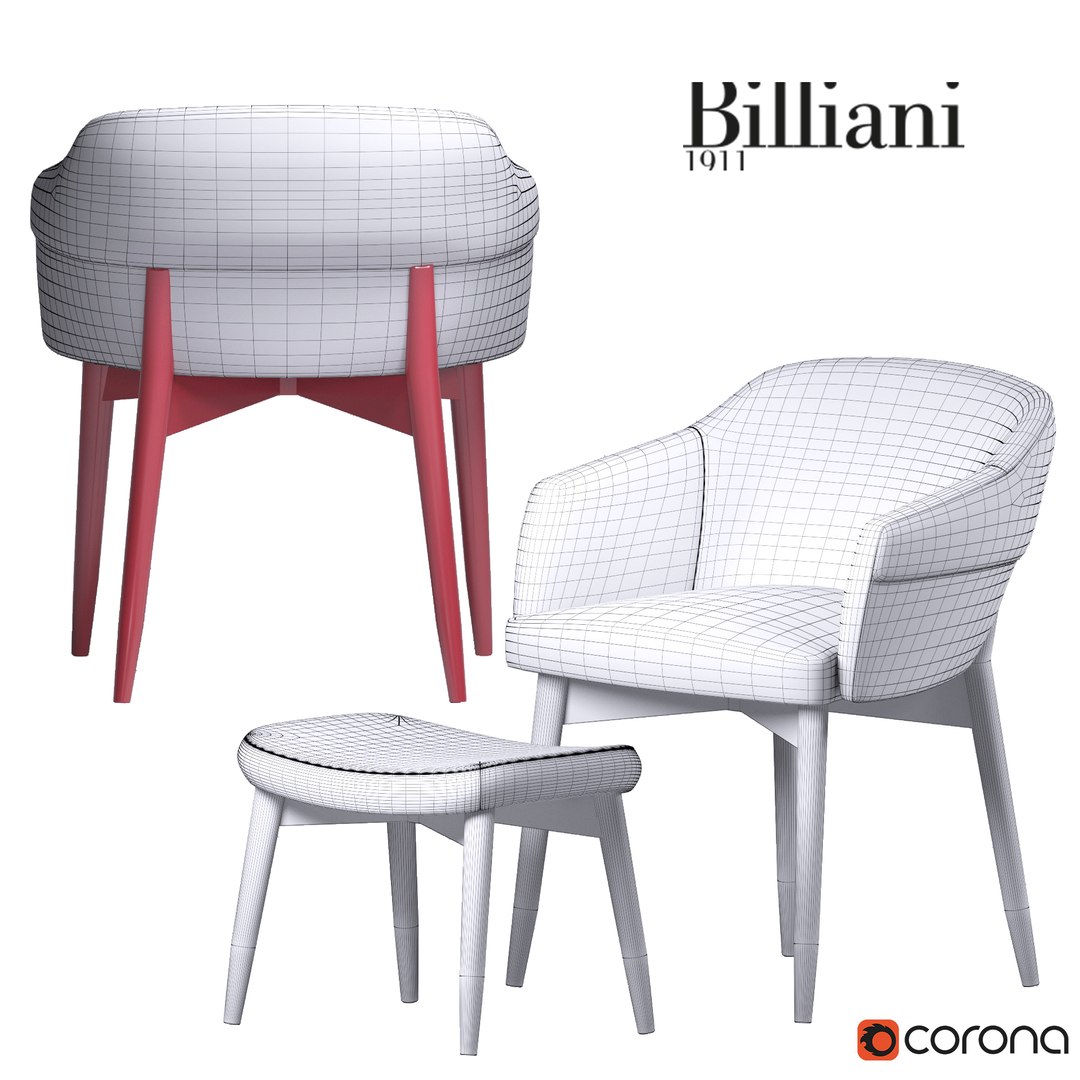 3d model spy armchair billiani
