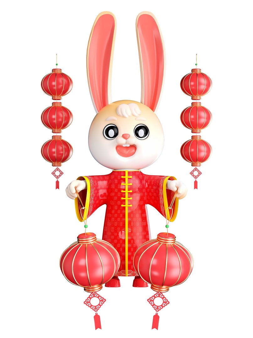 3D Year Of The Rabbit New Year Cartoon - TurboSquid 2053497