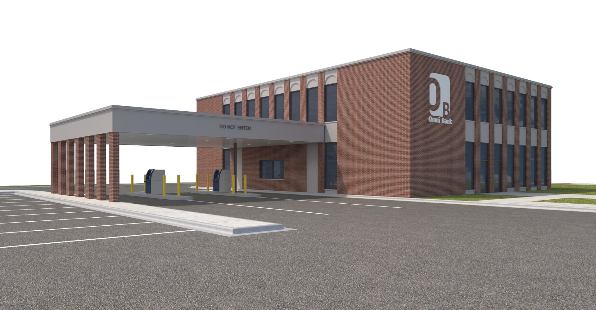 Commercial 033 Bank Office Building With Drive Thru 3D Model ...