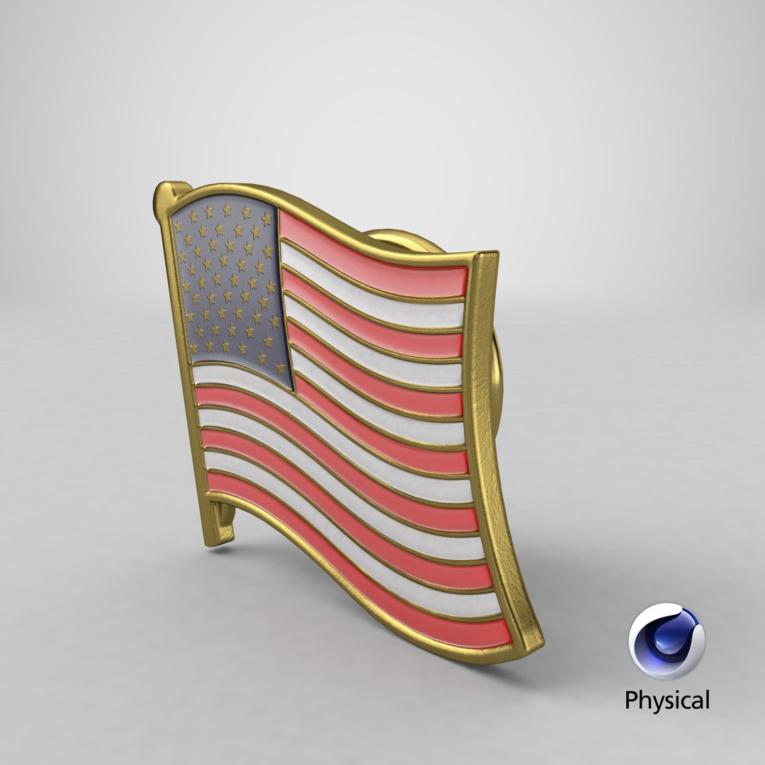 3D usa flag lapel pin - TurboSquid 1648915