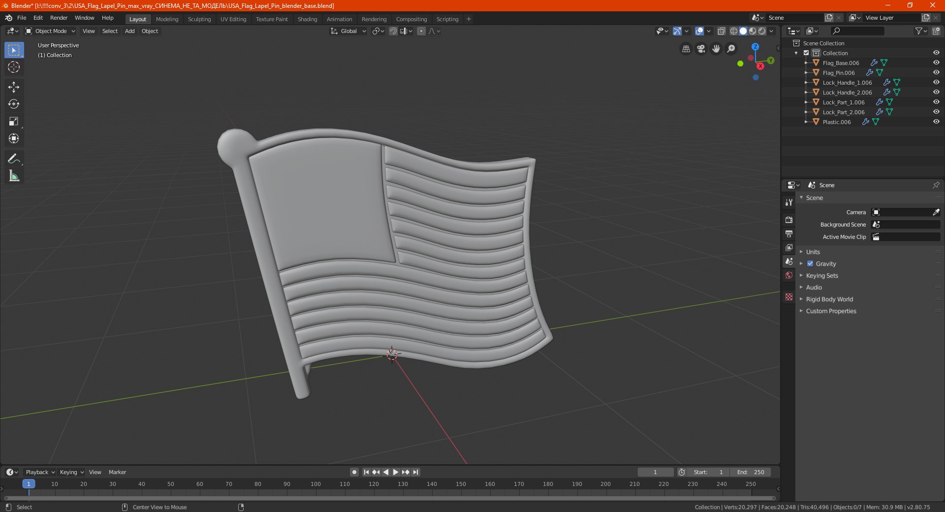 3D usa flag lapel pin - TurboSquid 1648915