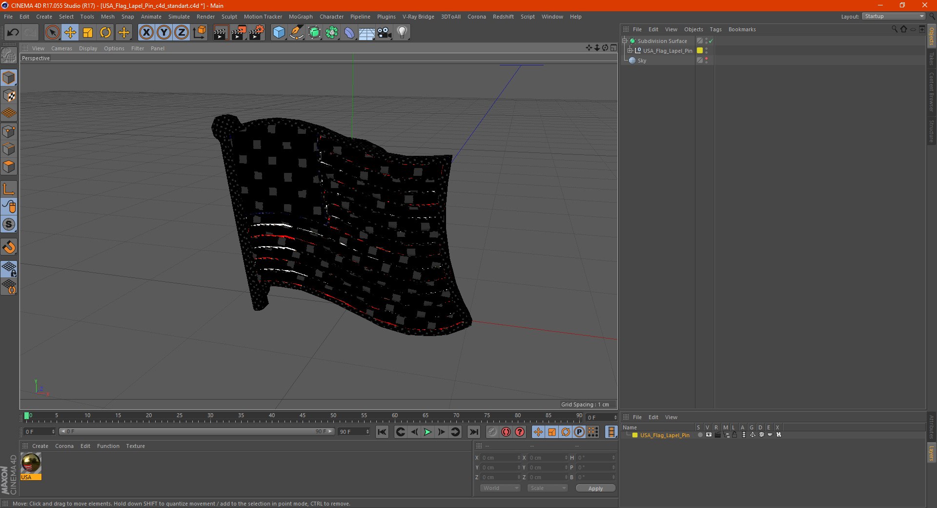3D usa flag lapel pin - TurboSquid 1648915