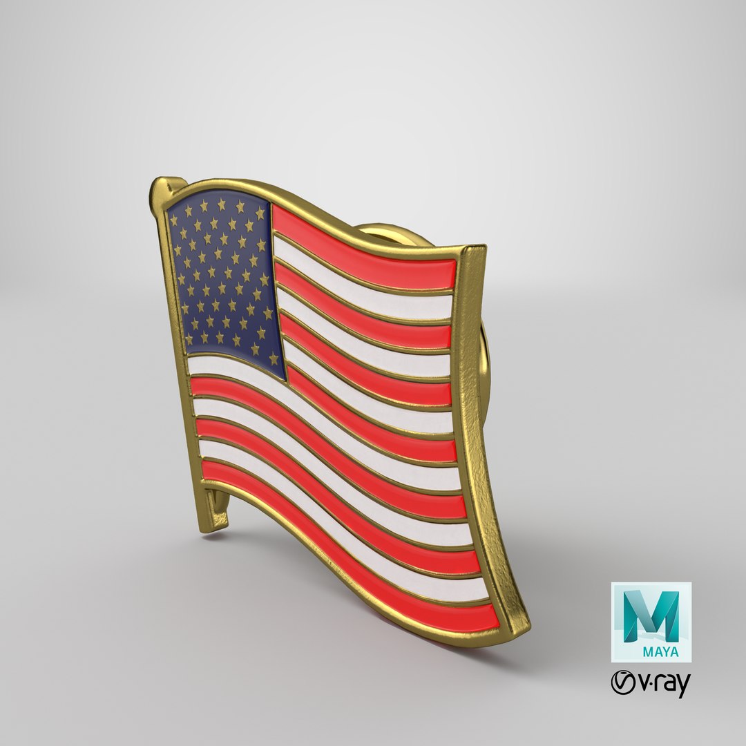 3D usa flag lapel pin - TurboSquid 1648915