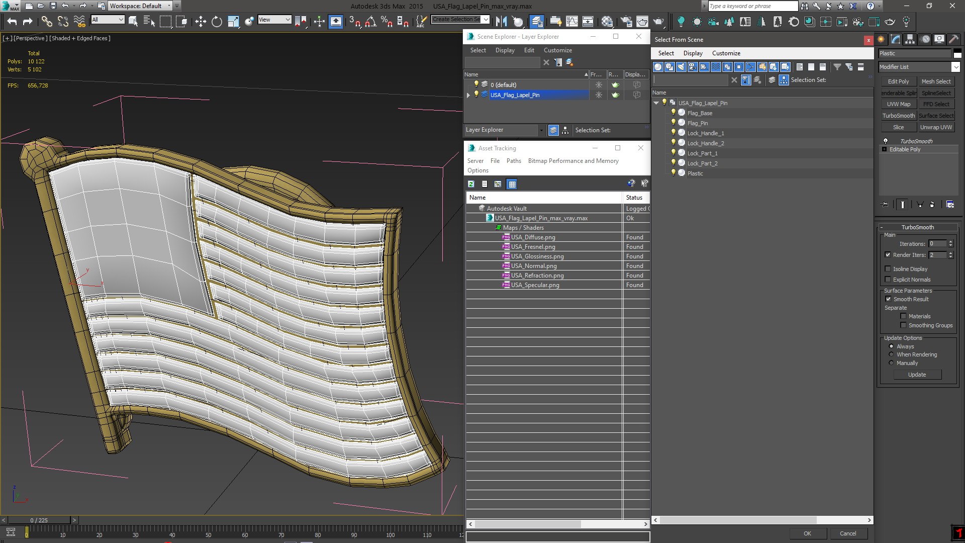 3D usa flag lapel pin - TurboSquid 1648915