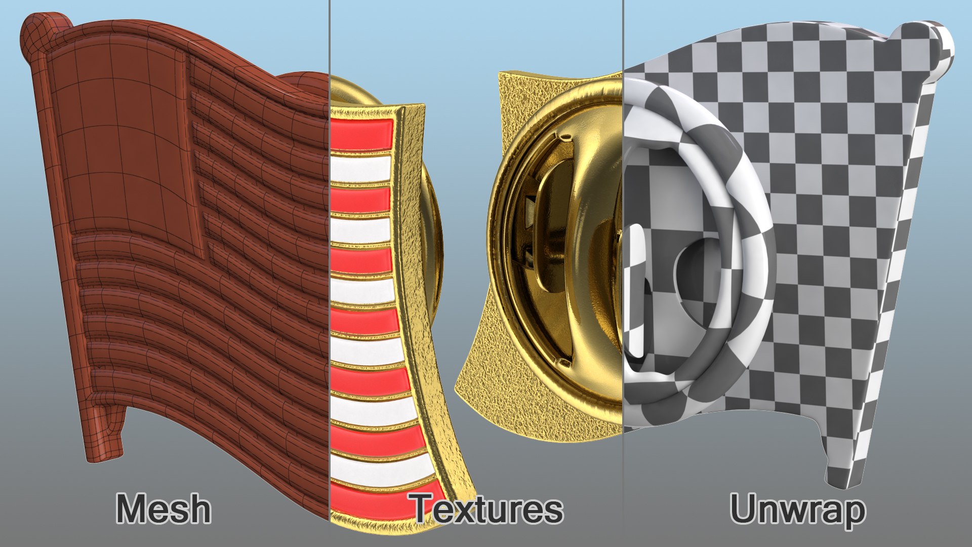 3D usa flag lapel pin - TurboSquid 1648915