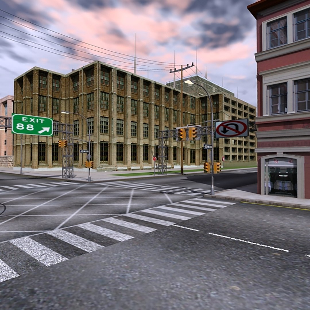 3ds Max City Scene Road Street