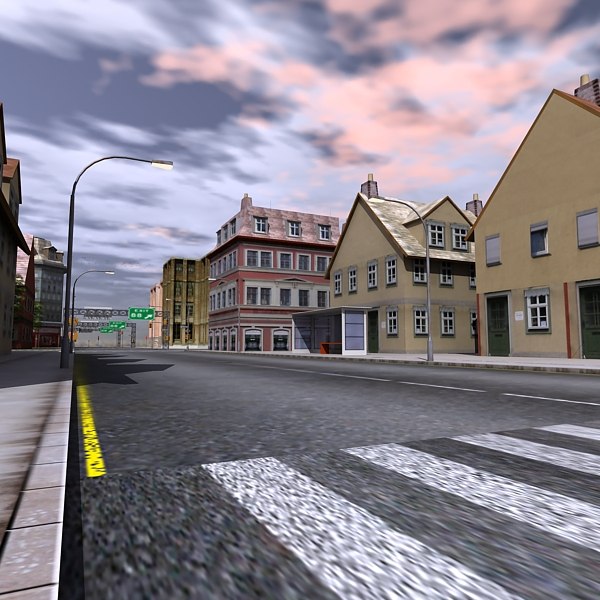 3ds max city scene road street