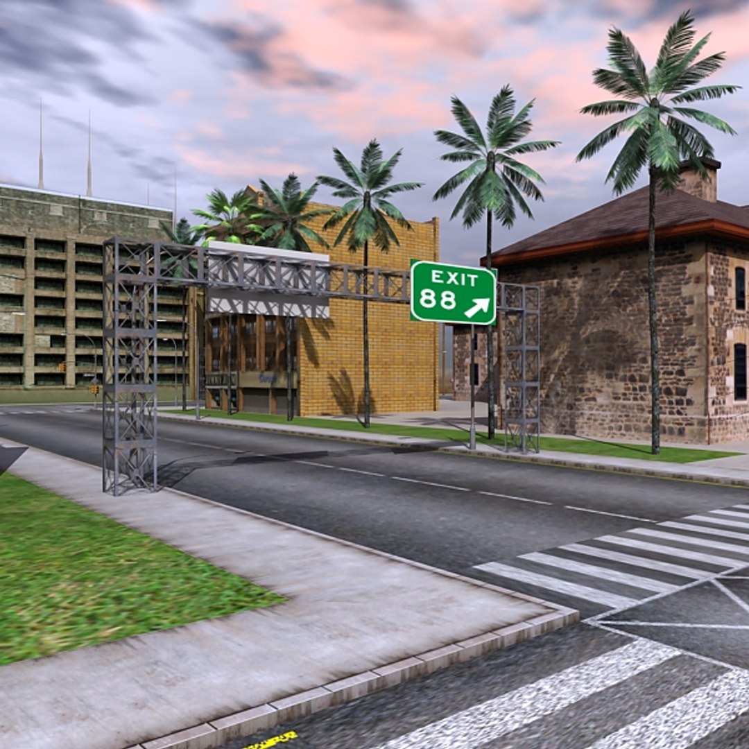 3ds Max City Scene Road Street