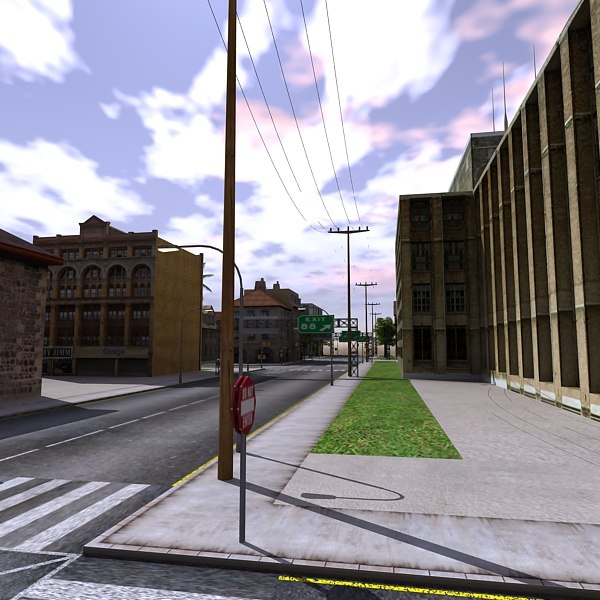 3ds max city scene road street