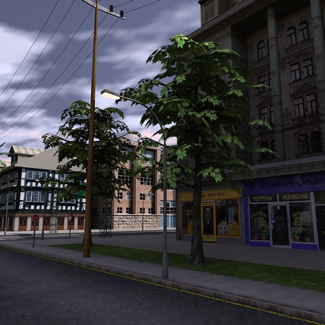 3ds Max City Scene Road Street