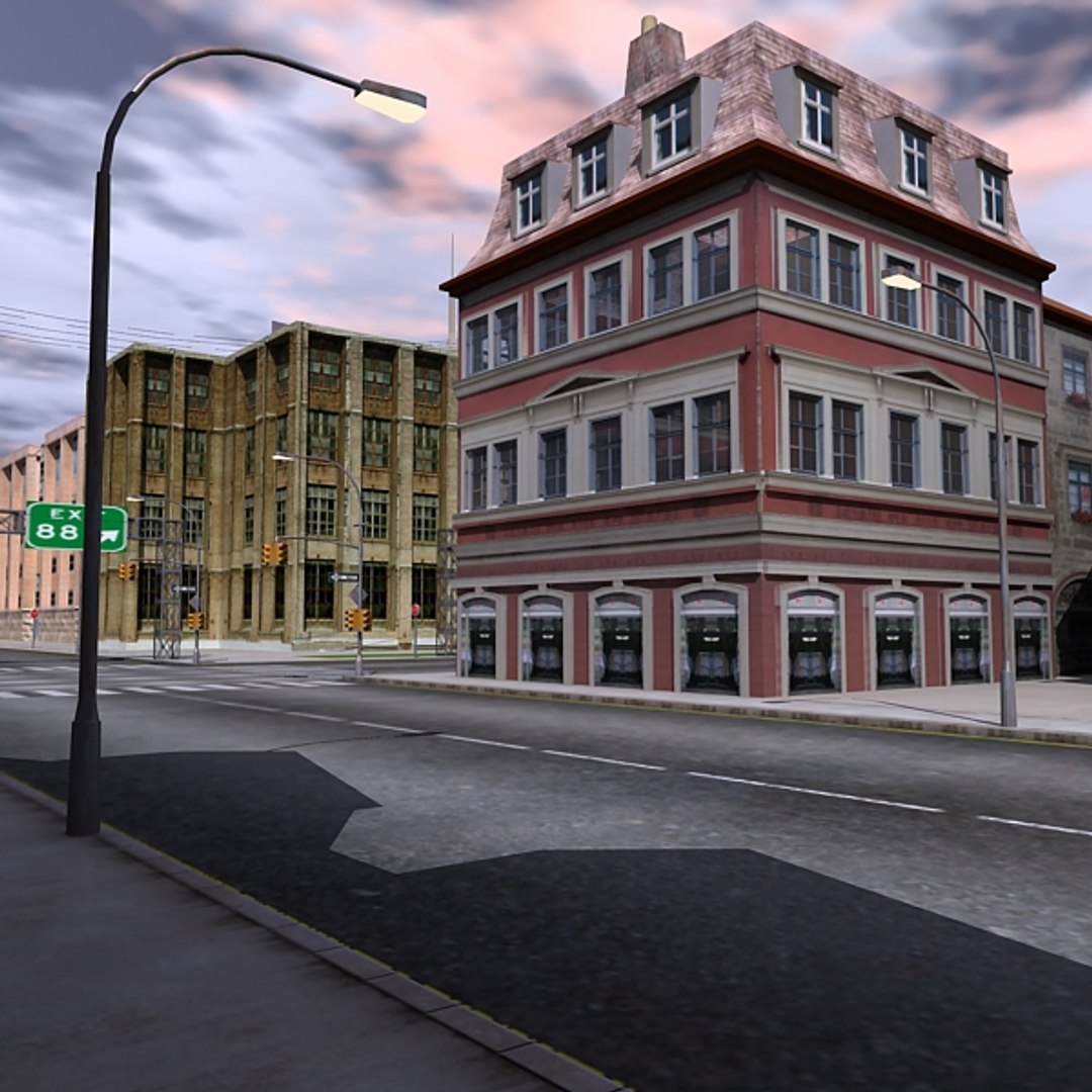 3ds Max City Scene Road Street