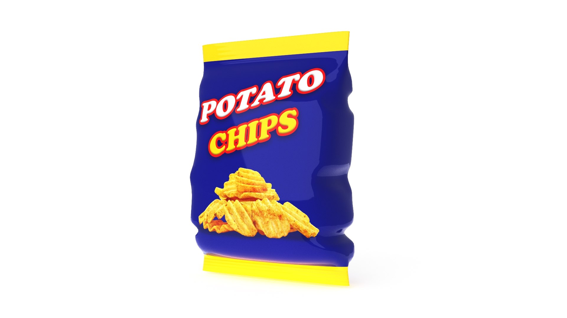 3D Potato Chip Packet Pack Packaging Model - TurboSquid 1863086