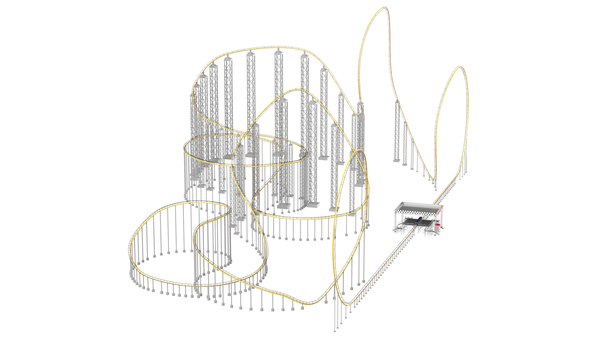 modelo 3d Cinco juegos detallados de parques de atracciones ...