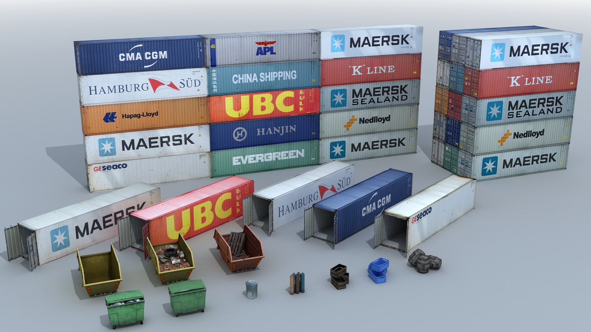 3d Model Industrial Containers