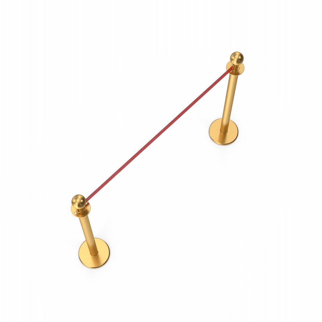 3D Model Gold Rope Barrier - TurboSquid 2281754
