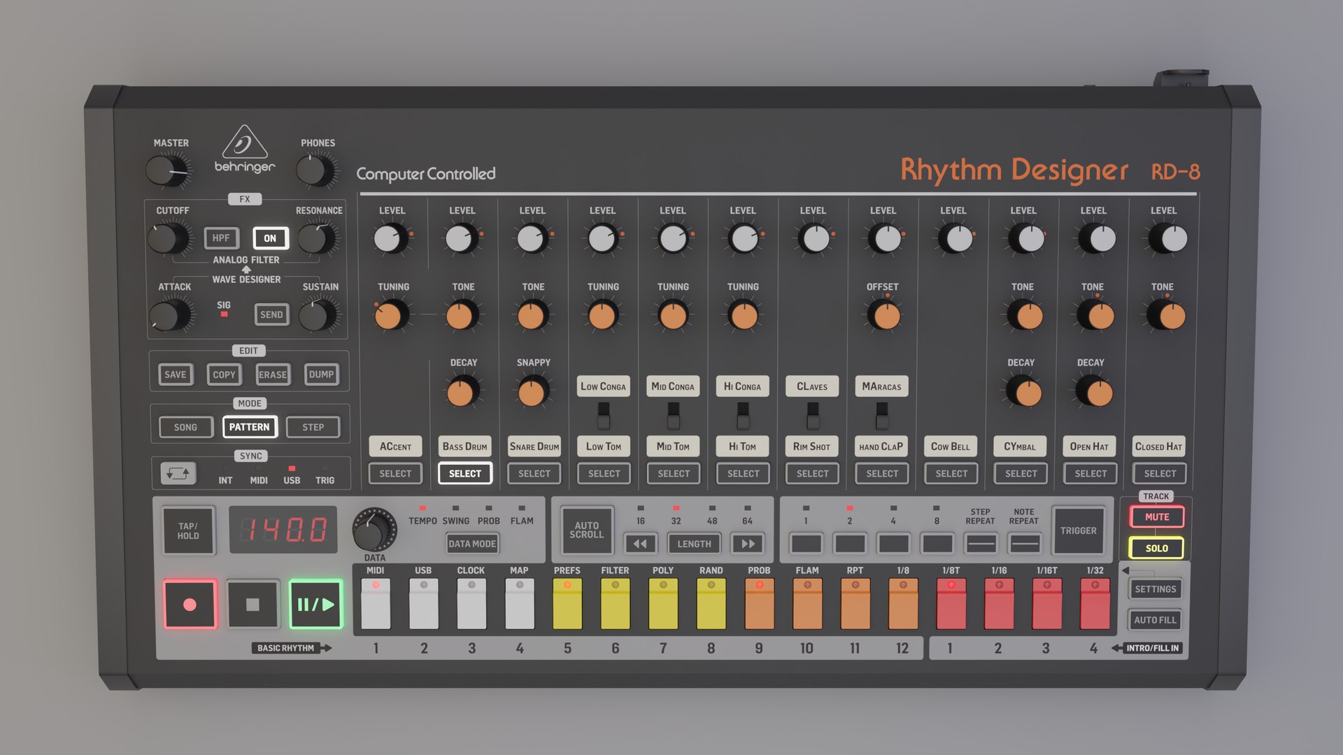 3D Behringer Rhythm Designer RD8 - TurboSquid 2236531