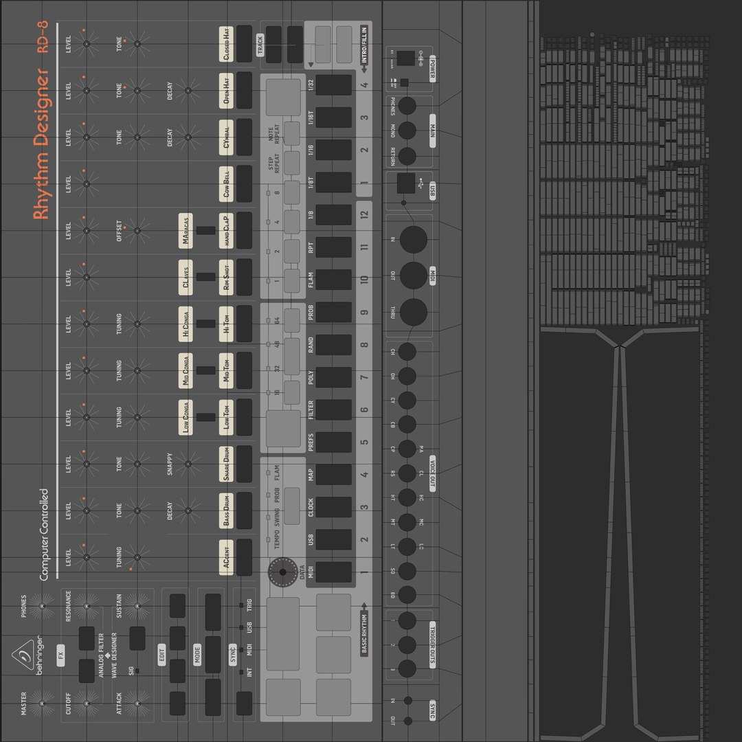 3D Behringer Rhythm Designer RD8 - TurboSquid 2236531