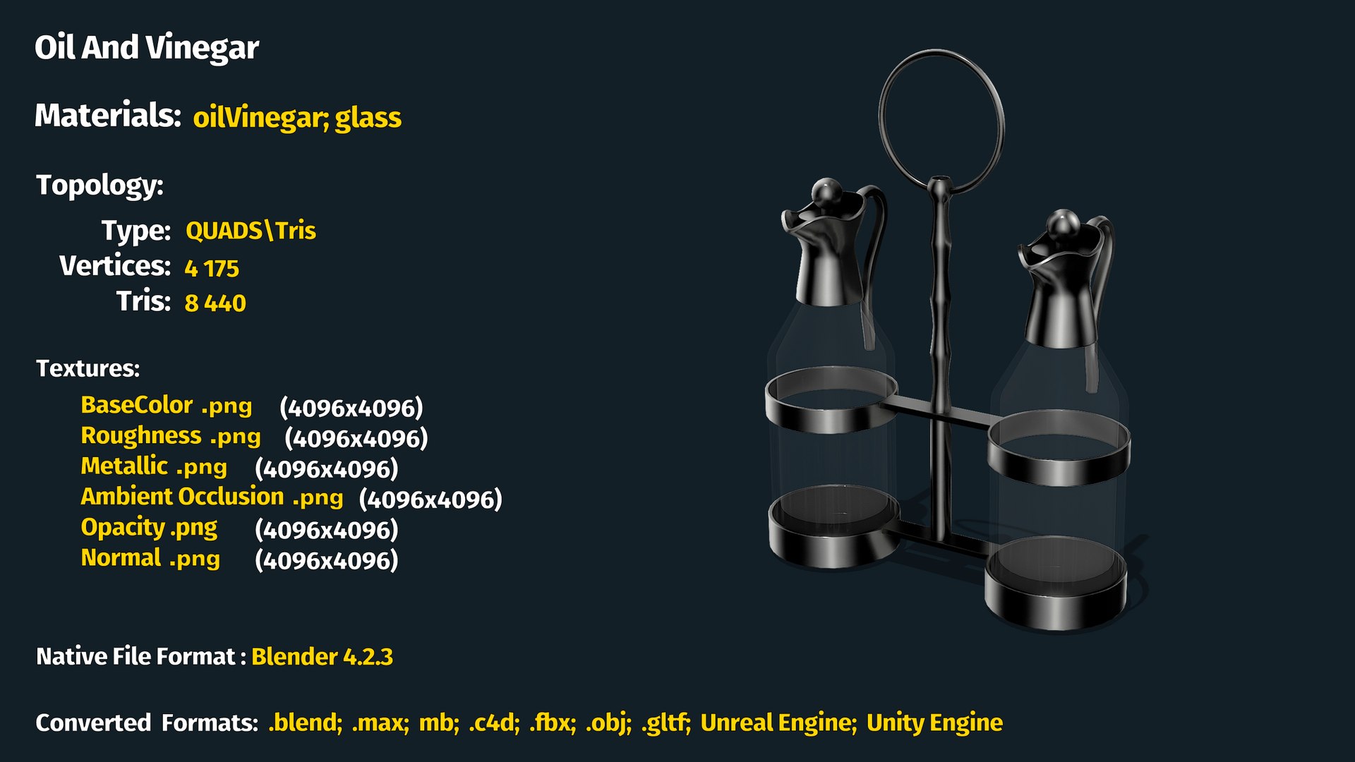 3D Model Oil And Vinegar - TurboSquid 2294252