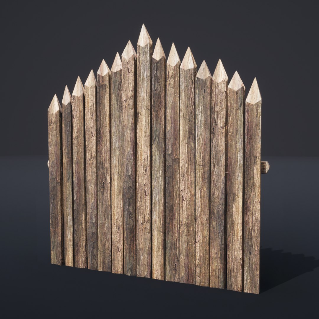 PALISADE BARRIER BARRICADE DAM WOODEN WALL MEDIEVAL VILLAGE FORT 3D ...