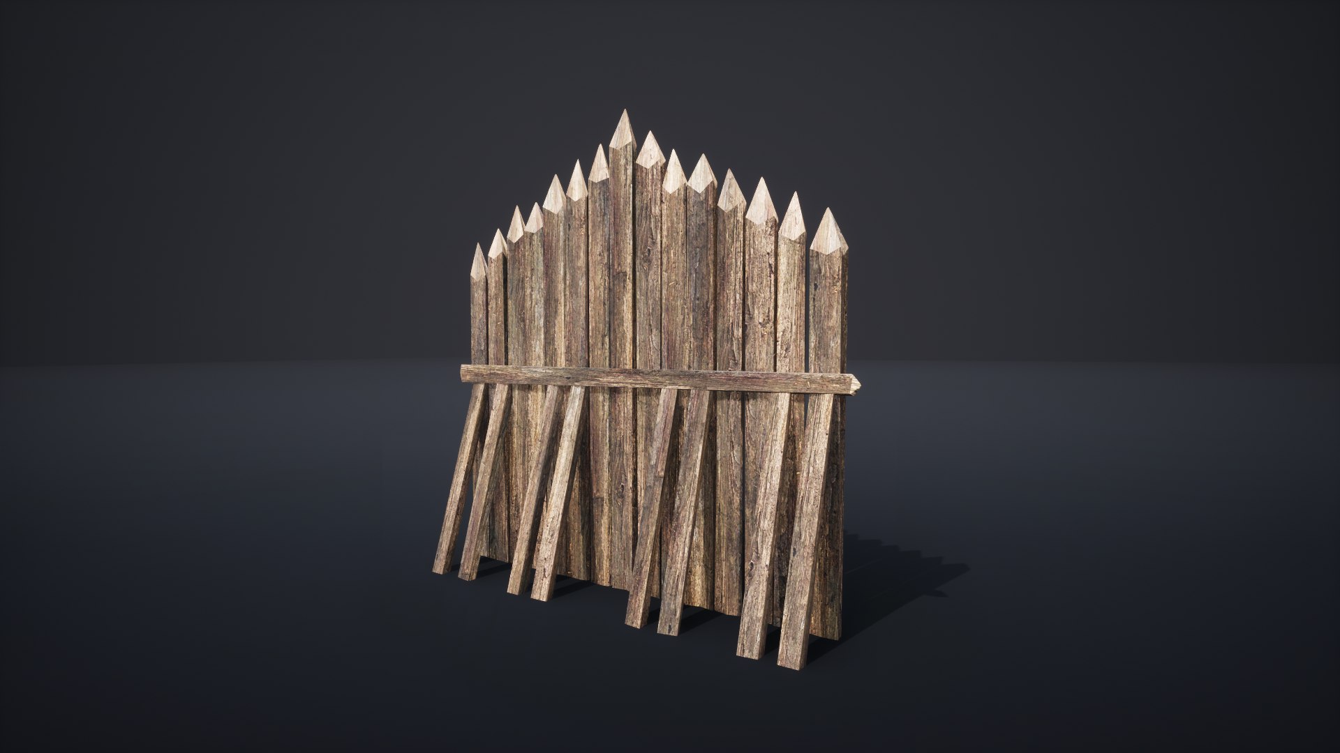 PALISADE BARRIER BARRICADE DAM WOODEN WALL MEDIEVAL VILLAGE FORT 3D ...