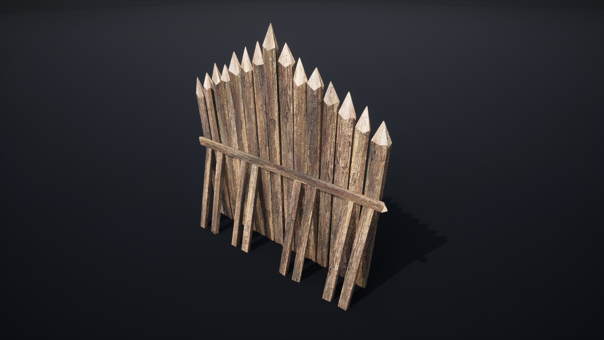 PALISADE BARRIER BARRICADE DAM WOODEN WALL MEDIEVAL VILLAGE FORT 3D ...