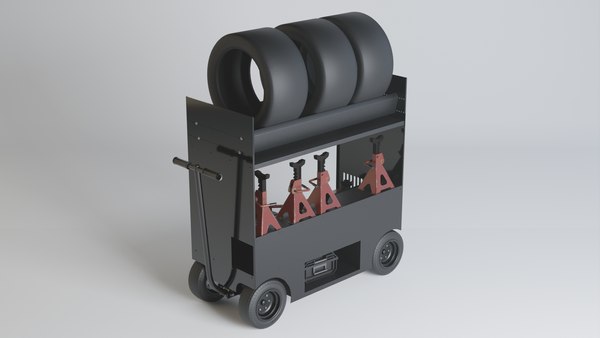 3D model Tire Rack Cart 3 PBR - TurboSquid 1979171