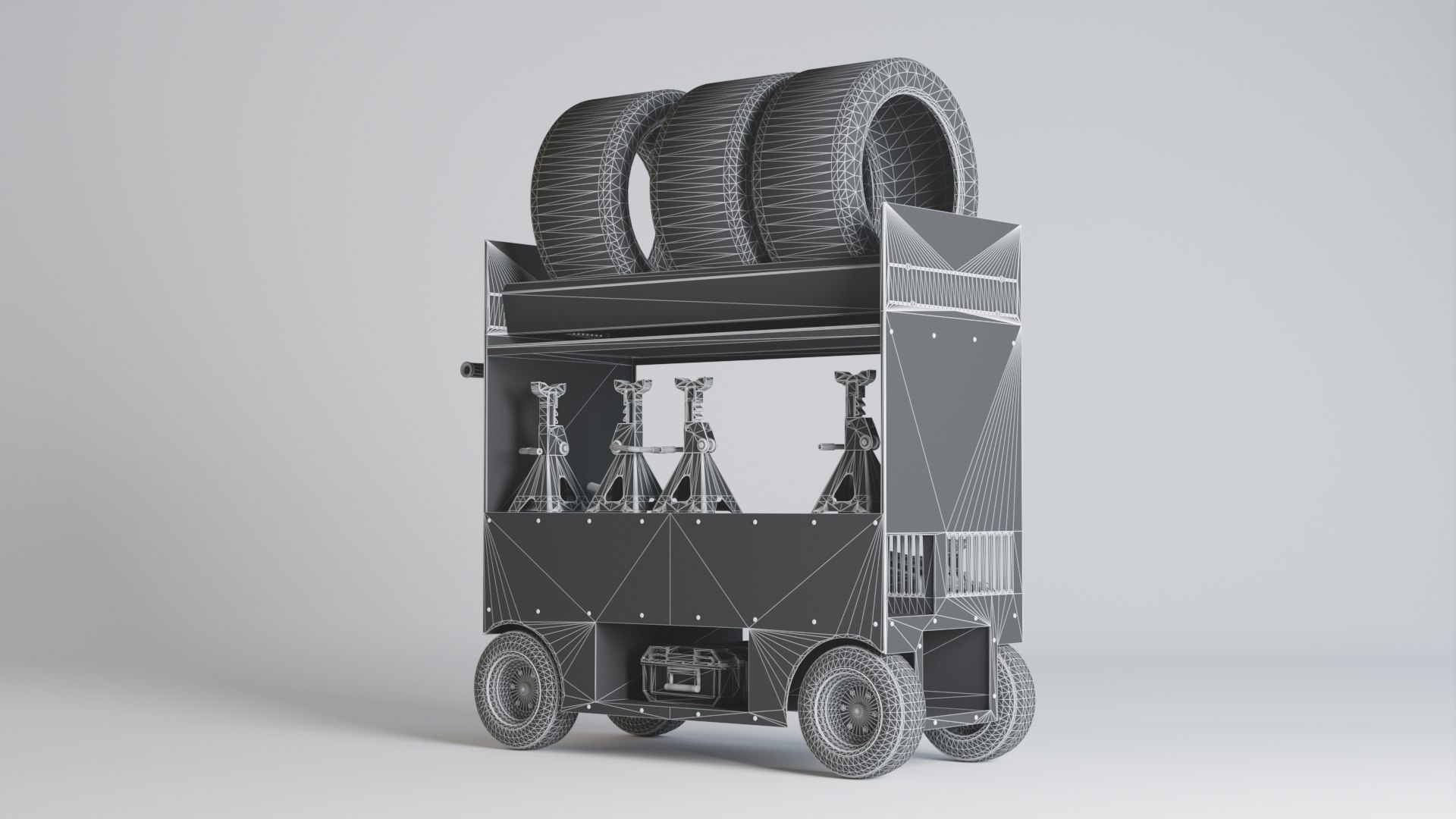 3D Model Tire Rack Cart 3 PBR - TurboSquid 1979171