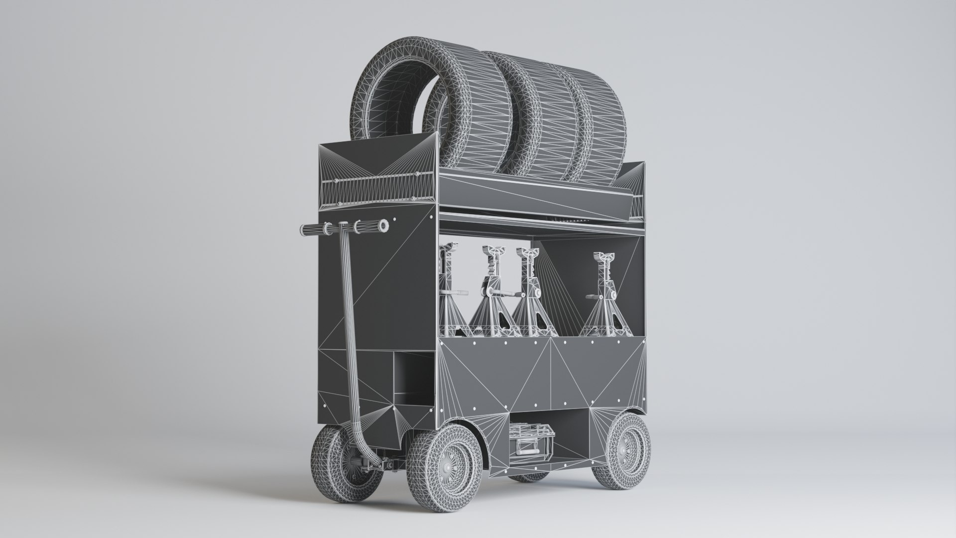 3D Model Tire Rack Cart 3 PBR - TurboSquid 1979171