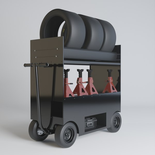 3D model Tire Rack Cart 3 PBR - TurboSquid 1979171